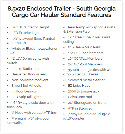 South Georgia Cargo Trailers - Make My Trailer